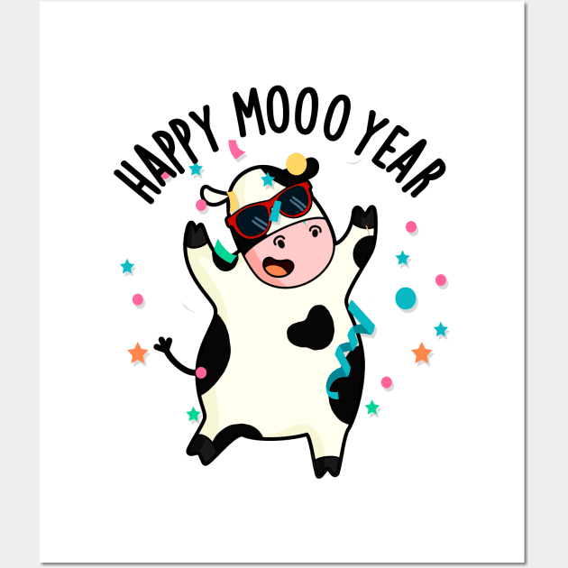Happy Moo Year Funny Cow Pun - Cow Pun - Posters and Art Prints | TeePublic